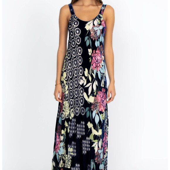 Johnny Was | Dresses | Johnny Was Sierra Velvet Burnout Peony Silk Maxi ...